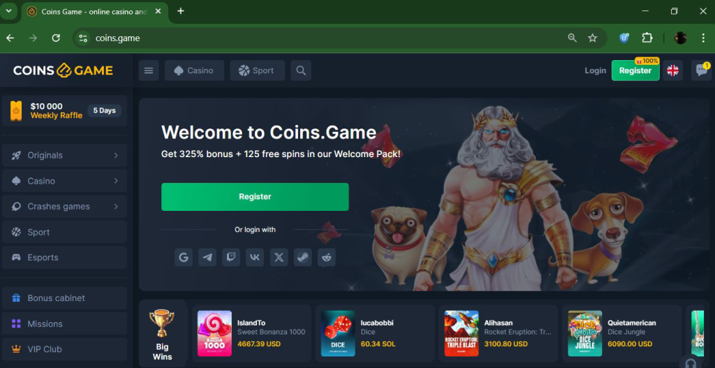 Coins.Game Promo Code “CSGOBETTINGS”: 150 Free Spins + 15% Cashback ...